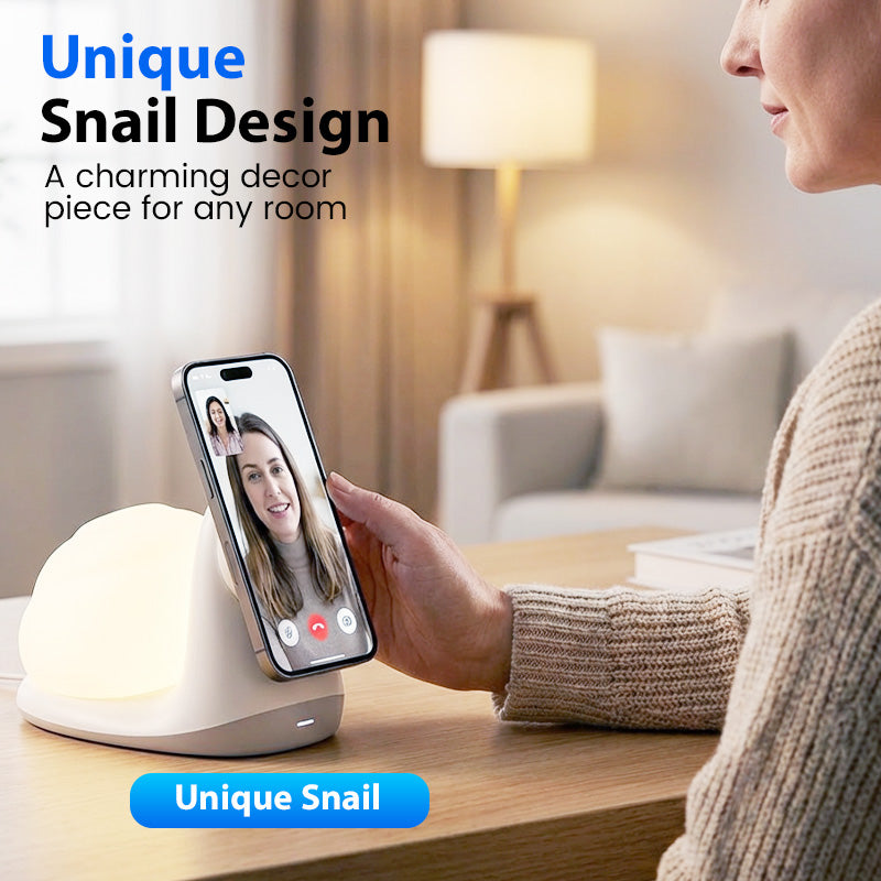 15W Snail-Shaped Magnetic Wireless Charging Station with Night Light ...
